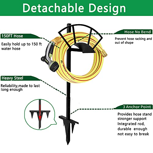 Garden Hose Holder Freestanding, Water Hose Holder, Hose Hanger Heavy Duty Garden Hose Reel Hose Rack, Hose Storage Hose Stand Decorative Hose Organizer for for Garden, Lawn,Yard, Black