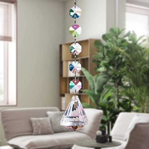 Sun Catchers with Crystals, 8 Pcs Hanging Crystals Suncatchers for Windows, Sun Catchers Indoor Window Prism Suncatcher Chandelier Ornament Home Garden Christmas Decoration