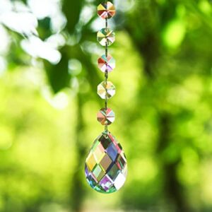 Sun Catchers with Crystals, 8 Pcs Hanging Crystals Suncatchers for Windows, Sun Catchers Indoor Window Prism Suncatcher Chandelier Ornament Home Garden Christmas Decoration