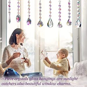 Sun Catchers with Crystals, 8 Pcs Hanging Crystals Suncatchers for Windows, Sun Catchers Indoor Window Prism Suncatcher Chandelier Ornament Home Garden Christmas Decoration