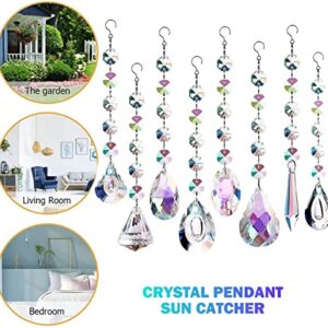 Sun Catchers with Crystals, 8 Pcs Hanging Crystals Suncatchers for Windows, Sun Catchers Indoor Window Prism Suncatcher Chandelier Ornament Home Garden Christmas Decoration