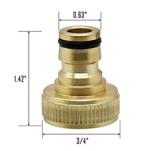 Twinkle Star 3/4 Inches Brass Garden Hose Connector Easy Connect Fitting Male and Female Set (4 Sets of Male & Female Connector)