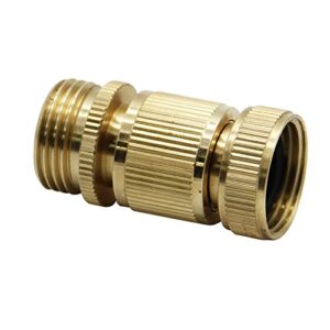 Twinkle Star 3/4 Inches Brass Garden Hose Connector Easy Connect Fitting Male and Female Set (4 Sets of Male & Female Connector)