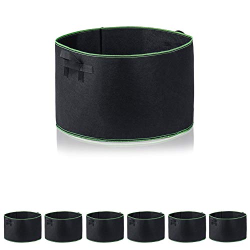 Garden4Ever Grow Bags 6-Pack 20 Gallon Aeration Fabric Pots Container with Handles (6-Pack 20 Gallon, Black/Green 6-Pack)