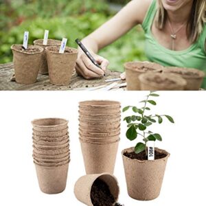 50 Pcs Peat Pots, Biodegradable Eco-Friendly Plant Seedling Starters Kit, Seed Germination Trays with 10 Plant Markers for Vegetable Tomato Saplings & Herb Seed Germination