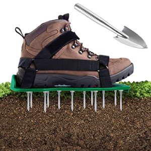 ohuhu lawn aerator shoes with stainless steel shovel, free-installation aerating shoe with hook & loop straps, heavy duty spiked aerating sandals, one-size-fits-all for yard patio garden grass lawn