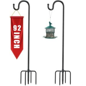 92 inch tall shepherds hook by peluomoz, bird feeder pole for outdoor wind chime stand garden hook, bird feeder stand weddings garden decor(2 pack )