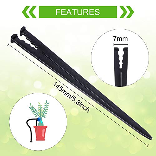 Mudder 90 Pieces Irrigation Drip Support Stakes for 1/4 Inch Pipe Universal Drip Tubing Hold Stakes Plastic Drip Hose Stakes for Irrigation, Greenhouse, Garden, Vegetable Flower Beds Herbs Growing