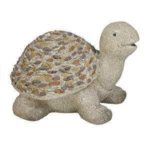 Deco 79 Polystone Turtle Indoor Outdoor Garden Sculpture with Stone Mosaic Design, 14" x 11" x 10", White