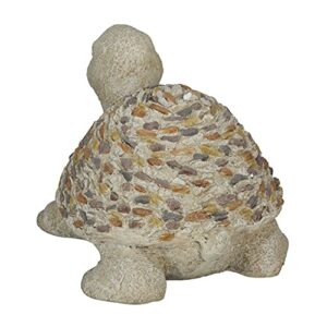 Deco 79 Polystone Turtle Indoor Outdoor Garden Sculpture with Stone Mosaic Design, 14" x 11" x 10", White