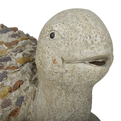 Deco 79 Polystone Turtle Indoor Outdoor Garden Sculpture with Stone Mosaic Design, 14" x 11" x 10", White