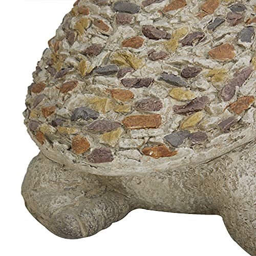 Deco 79 Polystone Turtle Indoor Outdoor Garden Sculpture with Stone Mosaic Design, 14" x 11" x 10", White