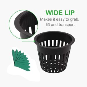 GROWNEER 100 Packs 2 Inch Garden Slotted Mesh Net Cups, Heavy Duty Net Pots with 50Pcs Plant Labels, Wide Lip Bucket Basket for Hydroponics