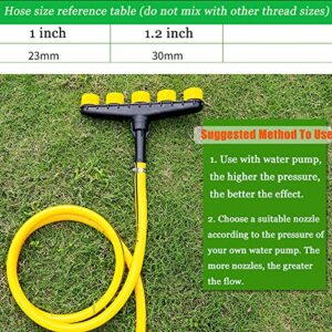 Garden Hose Nozzle Multi-Head Spraying Hose Attachmen Sprayer Watering Pipe Adjustable Porous Nozzles 5 Head(1-1.2 In),Watering Vegetable Garden Lawn Farm Sprinkler Spray Fitting Car Pet Washing Tool