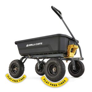 gorilla carts 4gcg-nf 4 cu. ft. poly garden dump cart with no-flat tires, black (amazon exclusive)