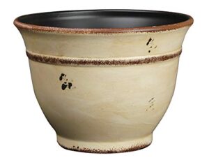 classic home & garden 10512d 532r 12″ alena planter, vintage ivory enamel