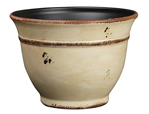 Classic Home & Garden 10512D 532R 12" Alena Planter, Vintage Ivory Enamel