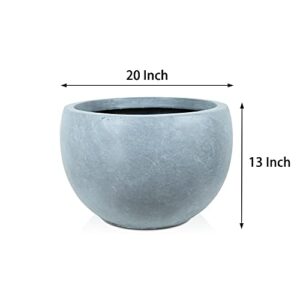 Kante 12" D Lightweight Concrete Outdoor Round Bowl Planter, Outdoor/Indoor Large Planters Pots with Drainage Hole for Garden Patio Balcony Deck Living Room, Slate Gray