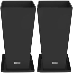 elevens outdoor planter larger flower pots indoor taper garden v-shape tall planters 30 inches garden pots planter – black（2 packs）