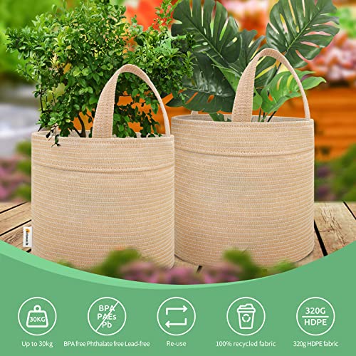 Artpuch Grow Bags 2 Pack 2 Gallon, Desert Sand Heavy Duty Fabric Pot with Handle HDPE Reusable Garden Plant Pots for Indoor/Outdoor