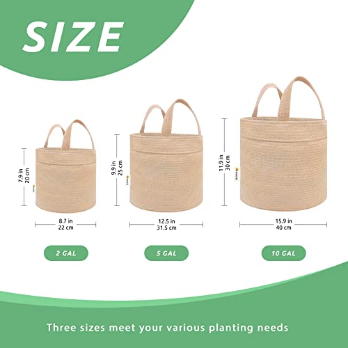 Artpuch Grow Bags 2 Pack 2 Gallon, Desert Sand Heavy Duty Fabric Pot with Handle HDPE Reusable Garden Plant Pots for Indoor/Outdoor