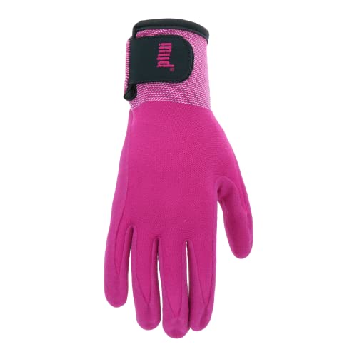 MUD Grip Women's Polyester Blend Shell and Water Resistant Sandy Nitrile Coated Palm Garden Gloves, Hook and Loop Closure, Abrasion Resistant, Excellent Grip, Purple, X-Small/Small (MD31021M-WXS)