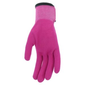 MUD Grip Women's Polyester Blend Shell and Water Resistant Sandy Nitrile Coated Palm Garden Gloves, Hook and Loop Closure, Abrasion Resistant, Excellent Grip, Purple, X-Small/Small (MD31021M-WXS)