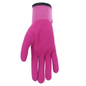 MUD Grip Women's Polyester Blend Shell and Water Resistant Sandy Nitrile Coated Palm Garden Gloves, Hook and Loop Closure, Abrasion Resistant, Excellent Grip, Purple, X-Small/Small (MD31021M-WXS)