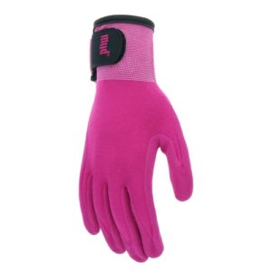 MUD Grip Women's Polyester Blend Shell and Water Resistant Sandy Nitrile Coated Palm Garden Gloves, Hook and Loop Closure, Abrasion Resistant, Excellent Grip, Purple, X-Small/Small (MD31021M-WXS)