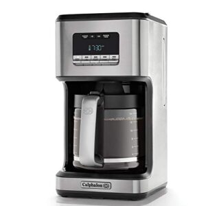 calphalon coffee maker, programmable coffee machine with glass carafe, 14 cups, stainless steel