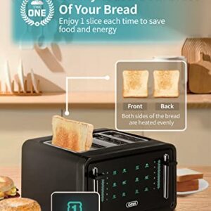 Gevi Toaster 4 Slice,Led Display Touchscreen Bagel Toaster with Dual Control Panels of Bagel/Reheat/Defrost/Cancel/Toasting One Slice/Longer Function,6 Shade Setting