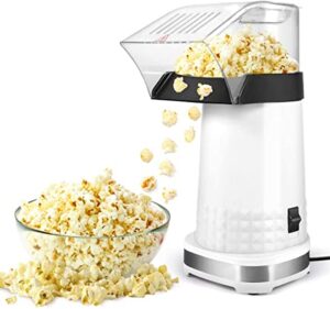 2 minutes fast making hot air popcorn popper with measuring cup1200w etl certified, mini popcorn machine bpa free, no oil, diy flavors, 98% super high explosion rate air popper popcorn maker for home, family christmas gifts