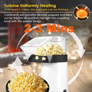 2 Minutes Fast Making Hot Air Popcorn Popper with Measuring Cup1200w Etl Certified, Mini Popcorn Machine BPA Free, No Oil, Diy Flavors, 98% Super High Explosion Rate Air Popper Popcorn Maker for Home, Family Christmas Gifts