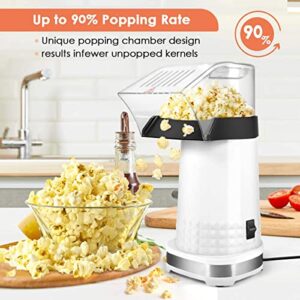 2 Minutes Fast Making Hot Air Popcorn Popper with Measuring Cup1200w Etl Certified, Mini Popcorn Machine BPA Free, No Oil, Diy Flavors, 98% Super High Explosion Rate Air Popper Popcorn Maker for Home, Family Christmas Gifts