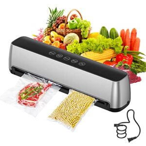 vacuum-sealer-machine for food saver – food-vacuum-sealer automatic air sealing system for food storage dry and wet food modes led indicator compact design 11.8 inch with 15pcs seal bags starter kit