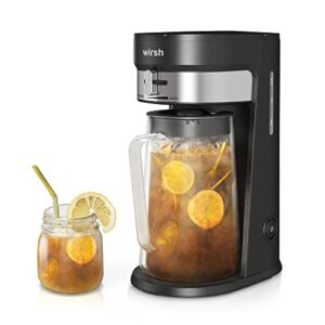 wirsh iced tea maker, iced coffee maker with 85 ounce pitcher, strength control and reusable filter, perfect for iced coffee, latte, tea, lemonade, flavored water, black