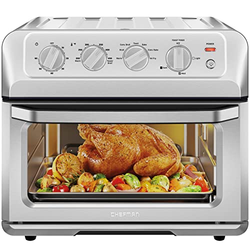 Chefman Air Fryer Toaster Oven Combo, 7-In-1 Convection Oven Countertop 20 Qt Oven Air fryer, Cook a 10 Inch Pizza, Air Fry 2 lb. of Chicken Wings, Toast, Broil, Auto Shutoff, Stainless