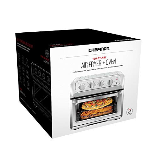 Chefman Air Fryer Toaster Oven Combo, 7-In-1 Convection Oven Countertop 20 Qt Oven Air fryer, Cook a 10 Inch Pizza, Air Fry 2 lb. of Chicken Wings, Toast, Broil, Auto Shutoff, Stainless