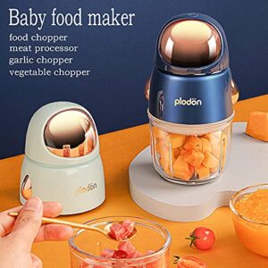 Plodon Baby Food Maker Mini Cute and Small Food Processor Puree Blender Grinder Chopper 1.2 Cup Glass Bowl with 6 Blade Electric