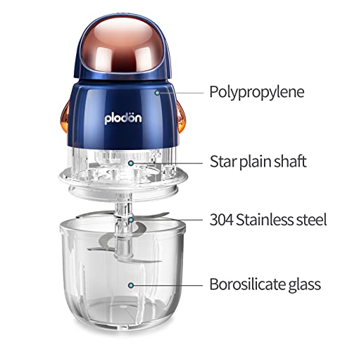 Plodon Baby Food Maker Mini Cute and Small Food Processor Puree Blender Grinder Chopper 1.2 Cup Glass Bowl with 6 Blade Electric