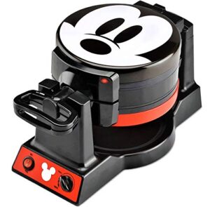 disney mickey mouse mic-62 double flip waffle maker, black, red