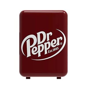 curtis mis135drp dr. pepper mini portable compact personal fridge cooler, 4 liter capacity, 6 cans, makeup, skincare, freon-free & eco friendly, maroon