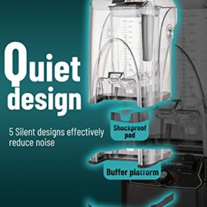 WantJoin Professional Commercial Blender With Shield Quiet Sound Enclosure 2200W Industries Strong and Quiet Professional-Grade Power, Self-Cleaning, Black