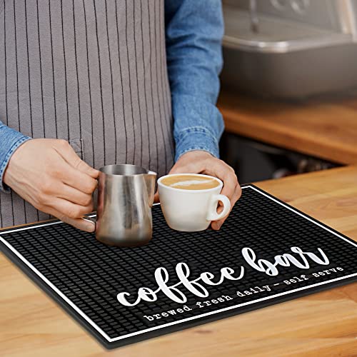 New Mungo Coffee Bar Mat - Coffee Bar Accessories for Coffee Station, Coffee Accessories, Coffee Bar Decor, Coffee Decor - Brewed Fresh Daily - Self Serve Coffee Maker Mat - Rubber Mat - 18”x12”