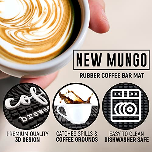 New Mungo Coffee Bar Mat - Coffee Bar Accessories for Coffee Station, Coffee Accessories, Coffee Bar Decor, Coffee Decor - Brewed Fresh Daily - Self Serve Coffee Maker Mat - Rubber Mat - 18”x12”