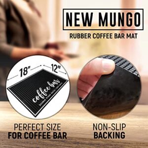 New Mungo Coffee Bar Mat - Coffee Bar Accessories for Coffee Station, Coffee Accessories, Coffee Bar Decor, Coffee Decor - Brewed Fresh Daily - Self Serve Coffee Maker Mat - Rubber Mat - 18”x12”