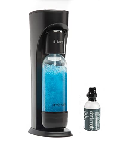 DrinkMate OmniFizz Sparkling Water and Soda Maker, Carbonates Any Drink, with 3 oz CO2 Test Cylinder (Matte Black)