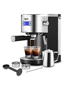 gevi espresso machines 20 bar fast heating automatic cappuccino coffee maker with foaming milk frother wand for espresso, 1.2l removable water tank, double temperature control system 1350w, black