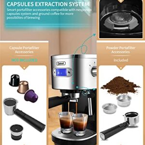 Gevi Espresso Machines 20 Bar Fast Heating Automatic Cappuccino Coffee Maker with Foaming Milk Frother Wand for Espresso, 1.2L Removable Water Tank, Double Temperature Control System 1350W, Black