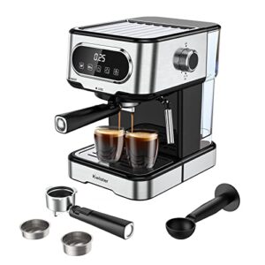 kwister espresso machine 15 bar, espresso and cappuccino machine with milk frother, espresso maker with steamer, digital touch screen coffee machine with 50 oz water tank